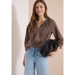 Cecil Damen Klassische Bluse, braun, Gr. XL, unifarben, Web, 100% Baumwolle, Blusen, aus reiner Baumwolle