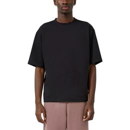 QS Herren Kurzarmshirt, schwarz, Gr. XL, bestickt, unifarben, Jersey, Obermaterial: 53% Baumwolle, 46% Polyester, 1% Elasthan, Shirts, mit kleiner