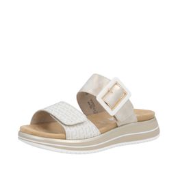 Remonte Damen Pantolette, Gr. 43, beige, Leder, Lederimitat, metallic, Schuhe, Sommerschuh, Strandschuh, Schlappen mit Lite ́n Soft-Ausstattung