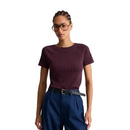 Marc O'Polo Damen T-Shirt "aus reiner Bio-Baumwolle", braun, Basic, Gr. XS, MARC O'POLO DENIM, unifarben, Obermaterial: 100% Baumwolle, Shirts