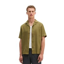 Marc O'Polo MARC O'POLO Herren Kurzarmhemd "aus reinem Leinen", gr&uuml;n, Gr. S, unifarben, Obermaterial: 100% Leinen, Hemden