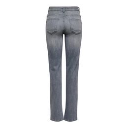 Only Damen Slim-fit-Jeans "ONLPOWER MW PUSH UP SLIM STRAIGHT DNM"grau denim, Gr. M, unifarben, Denim/Jeans, Obermaterial: 92% Baumwolle, 6%
