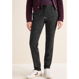Cecil Damen Jogger Pants, grau, Gr. M, unifarben mit Farbeinsatz, Stoff, 51% Viskose, 32% Nylon, 12% Polyester, 5% Elasthan, Hosen, in Salt und