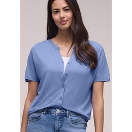 Street One Damen Tunikashirt, blau, Gr. 38, unifarben, Stoff, 95% Viskose, 5% Elasthan, Shirts, mit geschlitztem Rundhalsausschnitt