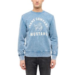 Mustang Herren Sweatshirt "Herren Style Clio", blau, Gr. S, 100% Baumwolle, Sweatshirts