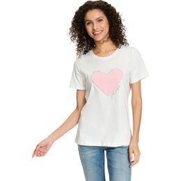 Heine Damen T-Shirt mit Herz-Motiv hellros&eacute; Gr&ouml;&szlig;e 38