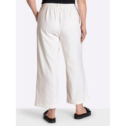 sheego Damen Leinenhose, wei&szlig;, Gr. 52, unifarben, 55% Leinen, 45% Viskose, Hosen