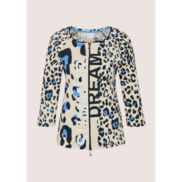 Madeleine Mode MADELEINE Damen Langarmshirt "Shirtjacke Sportiver Halbarm Shirtblazer mit Print", bunt, Modern, Gr. 40, Obermaterial: 95% Baumwolle CO. 5% Elasthan