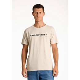 LINDBERGH Herren Kurzarmshirt "T-Shirt (Kurzarm) Relaxed Fit", beige, Gr. M, unifarben, Obermaterial: 100% Baumwolle, Shirts