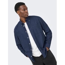 Only & Sons ONLY & SONS Herren Langarmhemd "ONSOXFORD LS SHIRT FRML NOOS"blau nights, Gr. XXL, unifarben, Web, Obermaterial: 98% Baumwolle, 2% Elasthan, Hemden,