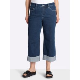 sheego Damen 7/8-Jeans, blau, Gr. 46, unifarben, 95% Baumwolle, 3% Polyester, 2% Elasthan, Einsatz:15% Elasthan, 85% Polyamid, Jeans