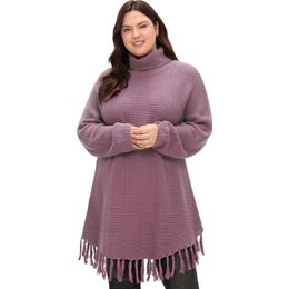 sheego Damen Strickpullover in Ponchoform mauve Gr&ouml;&szlig;e 44/46