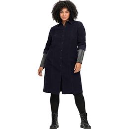 sheego Damen Hemdblusenkleid aus weichem Cord tiefblau Gr&ouml;&szlig;e 40