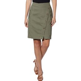 Heine Damen Webrock mit Zierknopfleiste khaki Gr&ouml;&szlig;e 46
