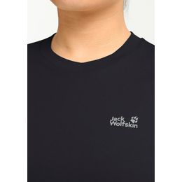 Jack Wolfskin Damen T-Shirt "ESSENTIAL T W", schwarz, Gr. L, Jersey, Obermaterial: 100% Baumwolle, Shirts, Kurzarm, mit Rundhalsausschnitt, aus