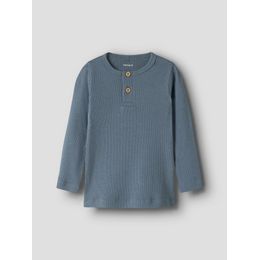 name it Jungen Langarmshirt "NMMKAB LS TOP NOOS", blau, Gr. 86, unifarben, Feinripp, Obermaterial: 57% Baumwolle, 38% Modal, 5% Elasthan, Shirts, Im