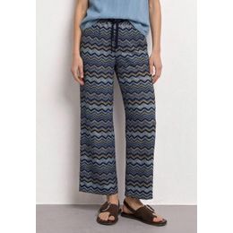 Street One Damen Stoffhose, blau, Gr. 36, bedruckt, Stoff, 88% Viskose, 12% Polyamid, Hosen, High Waist
