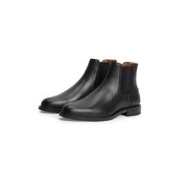 Tommy Hilfiger Herren Chelseaboots "CORPORATE DRESSY LTH CHELSEA", Gr. 46, schwarz, Elastischer Einsatz, Nappaleder, Schuhe, Stiefelette,