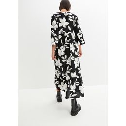 bonprix Damen Maxikleid "Maxikleid aus flie&szlig;ender Viskose"schwarz, wei&szlig; gebl&uuml;mt, Gr. 34, Obermaterial: 100% Viskose, Kleider, f&uuml;r modischen Auftritt,