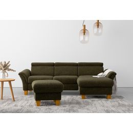 Ecksofa OTTO HOME, B:258cm H:84cm T:169cm, gr&uuml;n, 100% Polyester, Wohnzimmer, Sofas, "Lindgren L-Form", wahlweise mit Bett mit klappbaren Rollen,