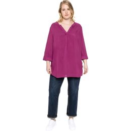 sheego Damen Tunika mit dekorativer Falte magenta Gr&ouml;&szlig;e 58