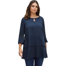 sheego Damen Tunika mit Lochmusterdetails, in A-Linie nachtblau Gr&ouml;&szlig;e 48