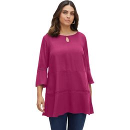 sheego Damen Tunika mit Lochmusterdetails, in A-Linie magenta Gr&ouml;&szlig;e 58