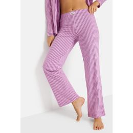 LSCN BY LASCANA Damen Pyjamahose, Gr. 36, rosa, Single Jersey, Obermaterial: 50% Baumwolle, 50% Viskose, Hosen, mit weitem Bein