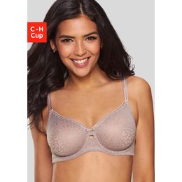 Damen Minimizer-BH, NUANCE BY LASCANA, Gr. 95, beige, Spitze, Obermaterial: 88% Polyamid, 12% Elasthan, BHs, mit B&uuml;gel, im angesagten Leo-Look &ndash;