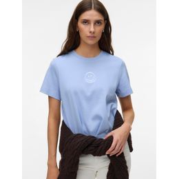 V&eacute;ro Moda VERO MODA Damen Kurzarmshirt "VMSARA METTE SS TOP BOX JRS GA NOOS", blau, Gr. M, bedruckt, Jersey, Obermaterial: 100% Baumwolle, Shirts, Baumwolle,