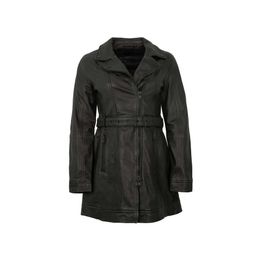 Mauritius Leder-Trenchcoat Lammnappa G&uuml;rtel in Schwarz | Gr.: XS