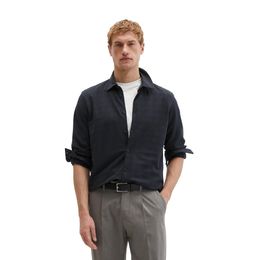Marc O'Polo MARC O'POLO Herren Blusenshirt "im strukturierten Karo-Jacquard", schwarz, Gr. XXXL, unifarben, Obermaterial: 100% Baumwolle, Shirts