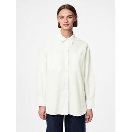 Pieces Damen Hemdbluse "PCMELIA LS LOOSE SHIRT WVN NOOS BC", wei&szlig;, Gr. S, unifarben, Web, Obermaterial: 55% Polyester, 45% Baumwolle, Blusen, mit