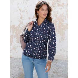 Damen Langarm-Poloshirt "Langarm-Poloshirt", blau, Gr. 38, gemustert, mehrfarbig, 50% Baumwolle, 50% Polyester, Shirts