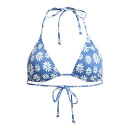 Roxy Damen Triangel-Bikini-Top "Printed Essentials Tiki Tri", blau, Gr. S, Obermaterial: 85% Polyester, 15% Elasthan., Bikini-Oberteile