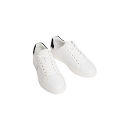 Calvin Klein Damen Plateausneaker "LOW PRO CUPS LTH ML", Gr. 35, schwarz-wei&szlig;, Leder, unifarben mit Farbeinsatz, Basic, Schuhe, Schn&uuml;rschuh,