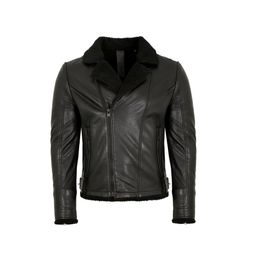 Mauritius Bikerlederjacke Lammnappa Kunstfell in Schwarz | Gr.: L