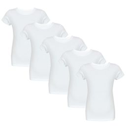 TUPTAM M&auml;dchen Unterhemd "Unterhemd Kinder Jungen Unterhemd Kurzarm 5er Pack", Gr. 140, wei&szlig;, Obermaterial: 95% Baumwolle CO. 5% Elasthan EL.,