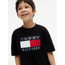Tommy Hilfiger M&auml;dchen T-Shirt "HERITAGE"schwarz, Gr. 4, unifarben, Single Jersey, Obermaterial: 100% Baumwolle, Shirts, Regular Fit, Kinder bis 16