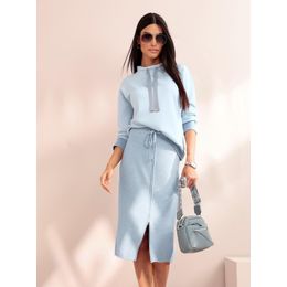 Heine Damen Strickrockhellblau, ecru, meliert, Gr. 46, unifarben, 50% Viskose, 28% Polyester, 22% Polyamid, R&ouml;cke