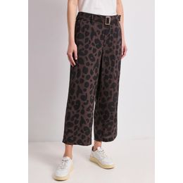 Street One Damen Stoffhose, braun, Gr. 36, gemustert, Stoff, 100% Viskose, Hosen, mit Wide Legs