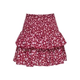 Only Damen Minirock "ONLZOEY LAYRED SKIRT WVN NOOS"syrah aop:zoey flower, Gr. L, bedruckt, Web, Obermaterial: 100% Baumwolle, R&ouml;cke, Baumwolle,