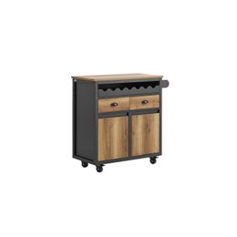 sobuy K&uuml;cheninsel mit 1 Schublade Schwarz 89,5x40x87,5cm Industriell