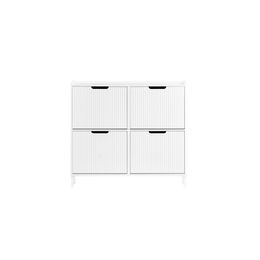 sobuy Schuhschrank mit 4 T&uuml;ren Wei&szlig; 100x19x90,5cm Modern