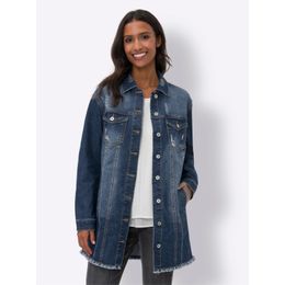 Heine Damen Jeans Jacke, Blau, Gr. 44, Casual Blazer, Material: Baumwolle