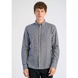 LINDBERGH Herren Leinenhemd "Leinenhemd (Langarm) Relaxed Fit", blau, Gr. L, Obermaterial: 55% Leinen, 45% Baumwolle, Hemden