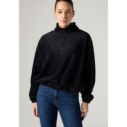 Levi's LEVI'S Damen Fleecepullover "LSE_DELTA 1/4 ZIP"caviar, Gr. S, Fleece, Obermaterial: 100% Polyester, Sweatshirts, Pflegeleichte Fleece- Qualit&auml;t