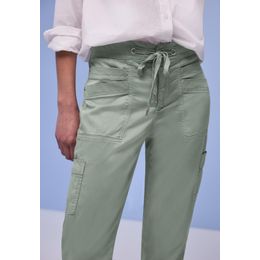 Street One Damen Cargohose, gr&uuml;n, Gr. 46, unifarben, Stoff, 60% Lyocell, 37% Baumwolle, 3% Elasthan, Hosen, im Cargo-Style