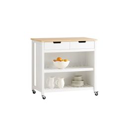 sobuy K&uuml;cheninsel mit 2 Schubladen Wei&szlig; 100x60x93,5cm Funktional
