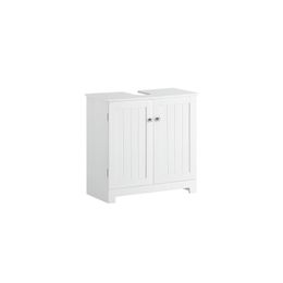 sobuy Waschbeckenunterschrank mit 2 T&uuml;ren Wei&szlig; 60x30x60cm Modern